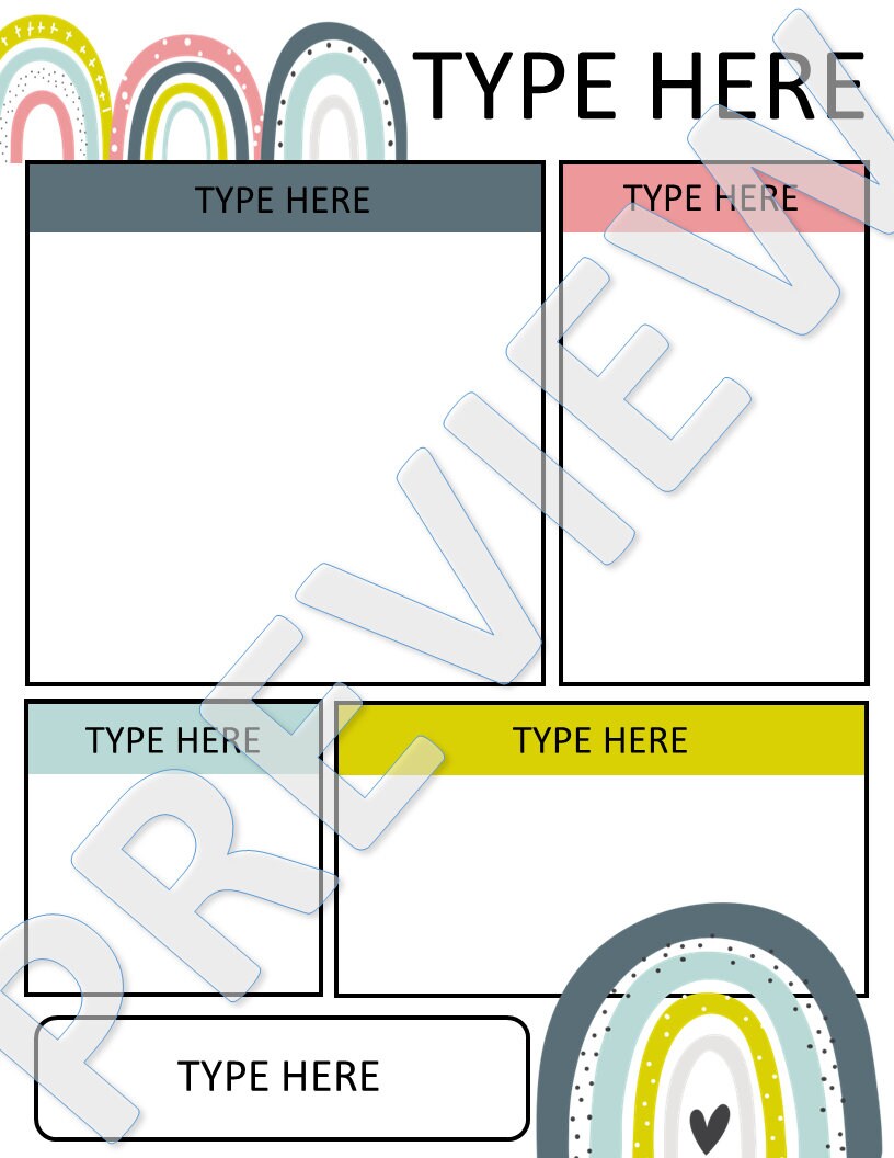 Boho Rainbow Class Newsletter Templates - Etsy