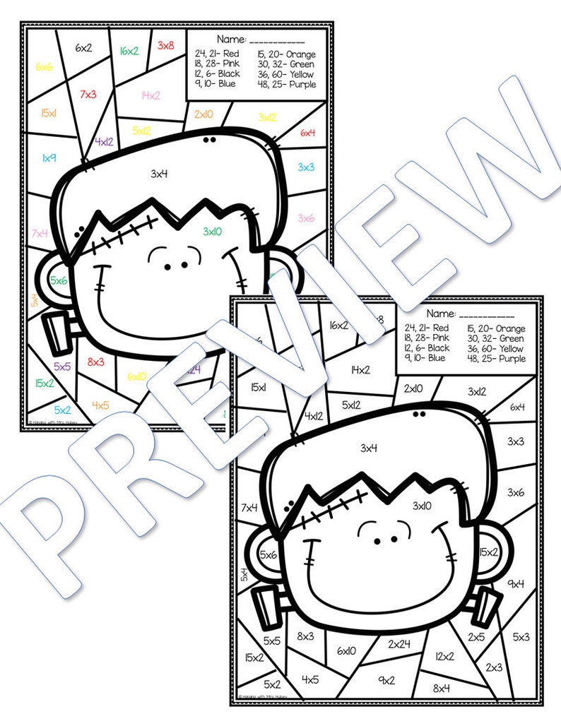 Fall Halloween Math: Multiply and Color 3rd Grade (PDF Pattern) - Etsy