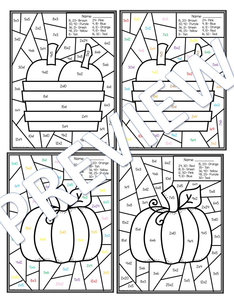 Fall Halloween Math: Multiply and Color 3rd Grade (PDF Pattern) - Etsy