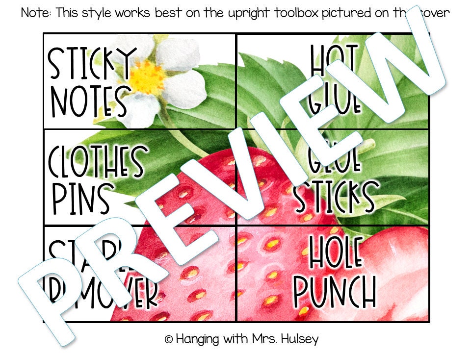 Strawberry Teacher Toolbox Labels - Etsy