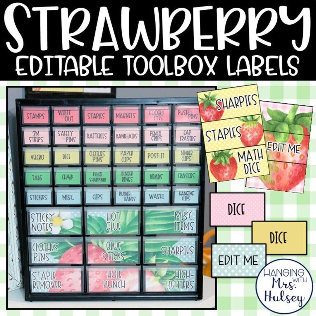 Strawberry Teacher Toolbox Labels - Strawberry Class Decor - Strawberry ...