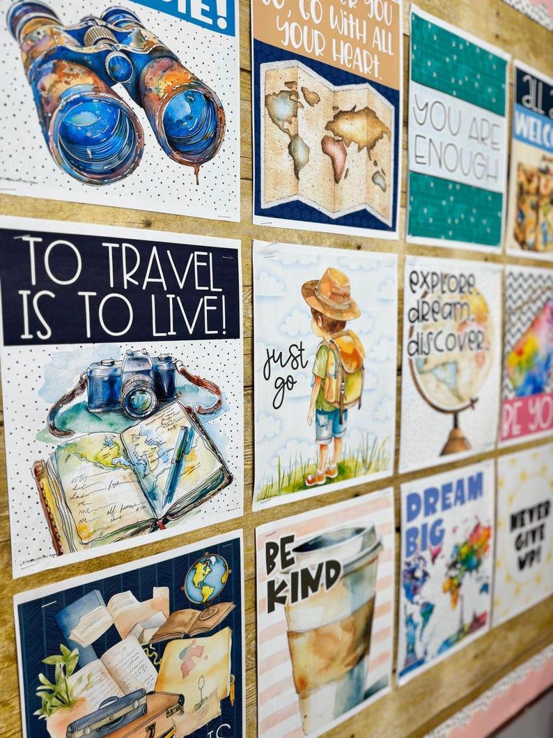Travel Motivational Posters- Travel Classroom Decor - Travel Posters ...