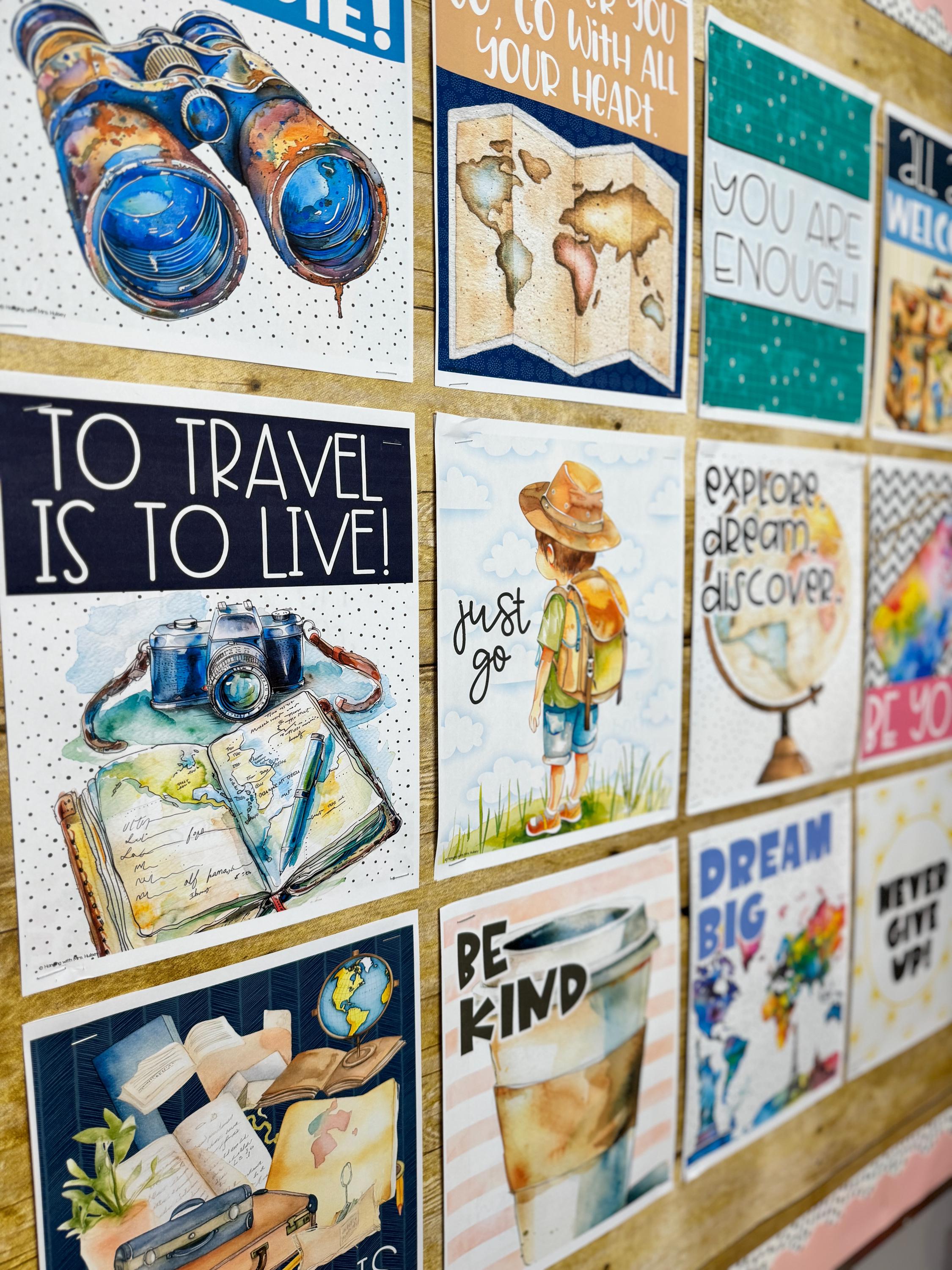 Travel Motivational Posters- Travel Classroom Decor - Travel Posters ...
