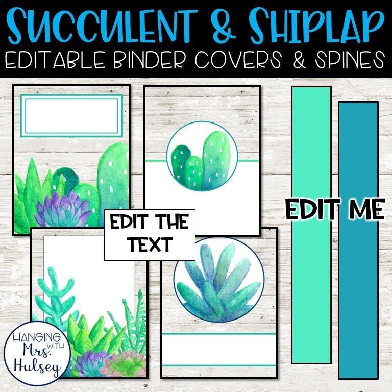 Succulent Binder Covers and Spine Labels - Etsy