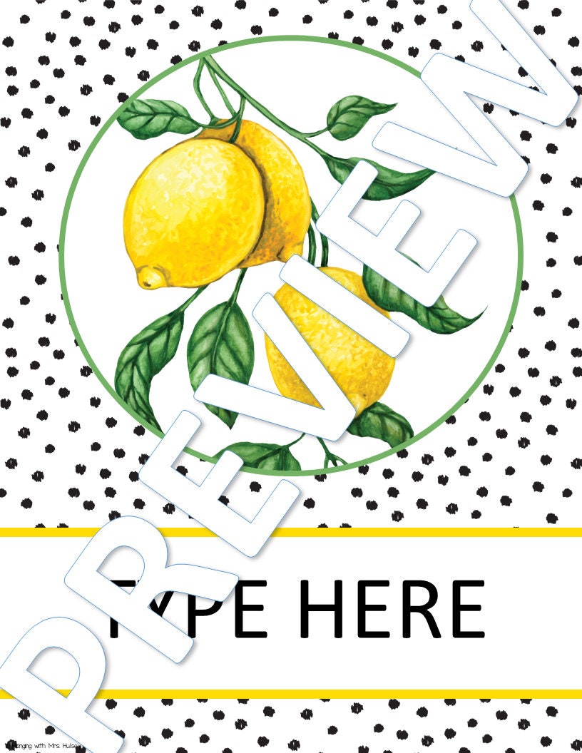 Lemon Binder Covers and Spine Labels - Etsy