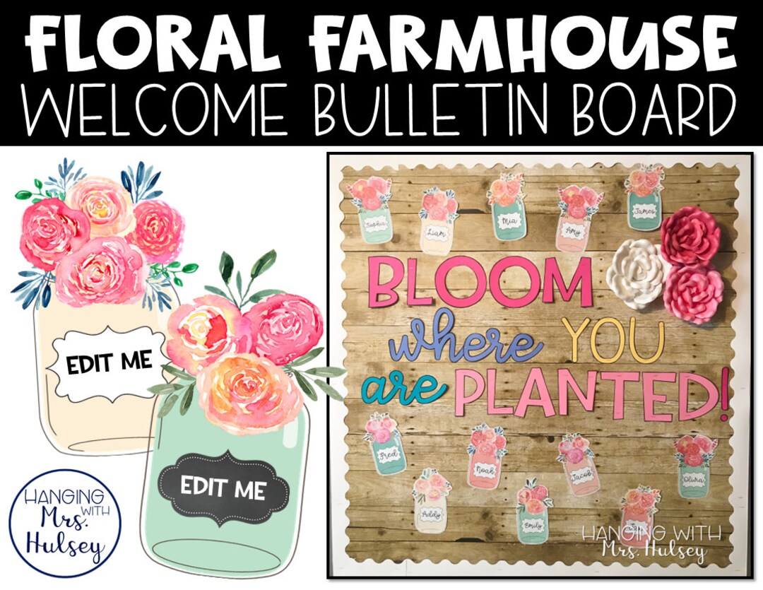 Floral Farmhouse Welcome Back to School Bulletin Board - Etsy