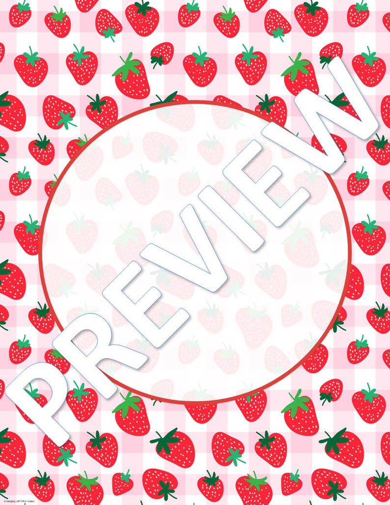 Strawberry Binder Covers and Spine Labels - Etsy