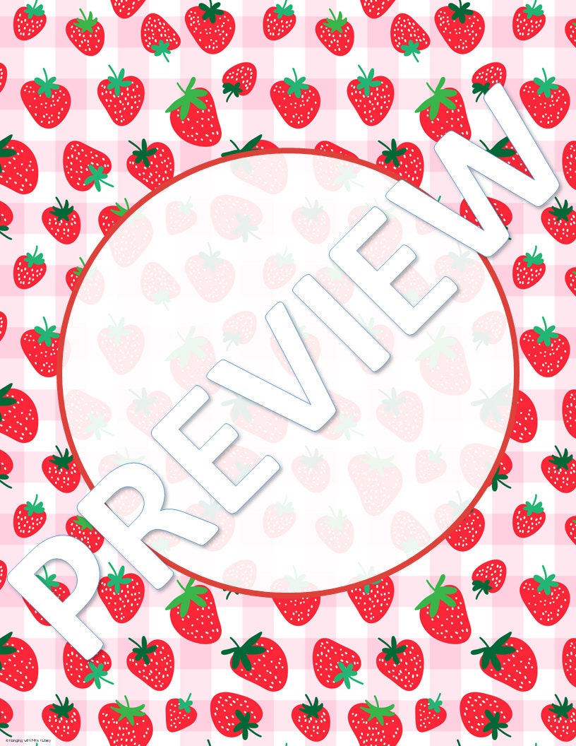 Strawberry Binder Covers and Spine Labels - Etsy