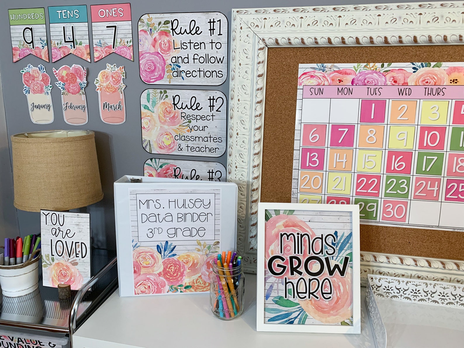 Floral and Shiplap Classroom Decor Bundle - Etsy