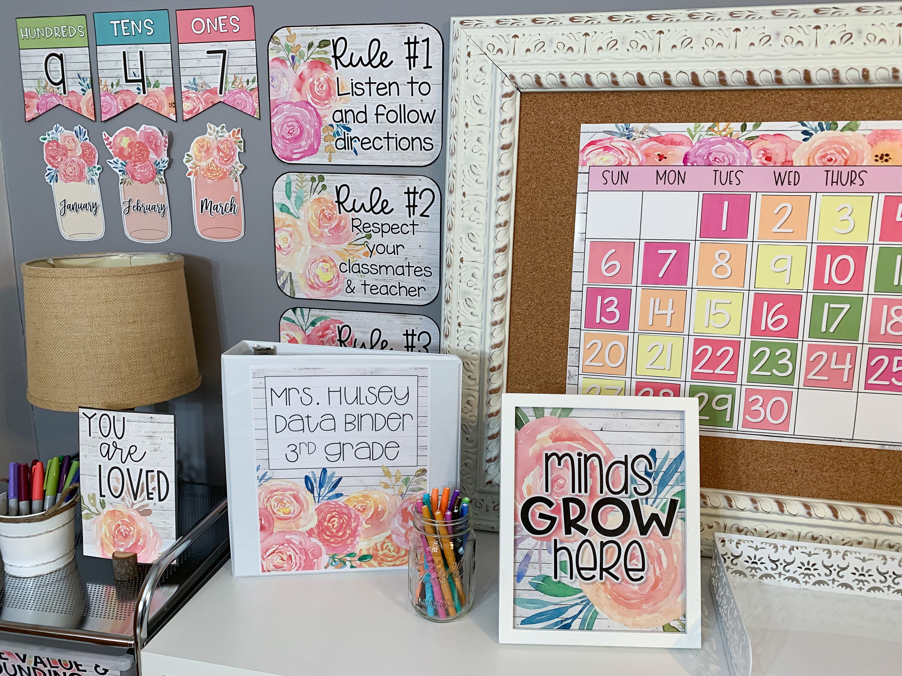 Floral and Shiplap Classroom Decor Bundle - Etsy