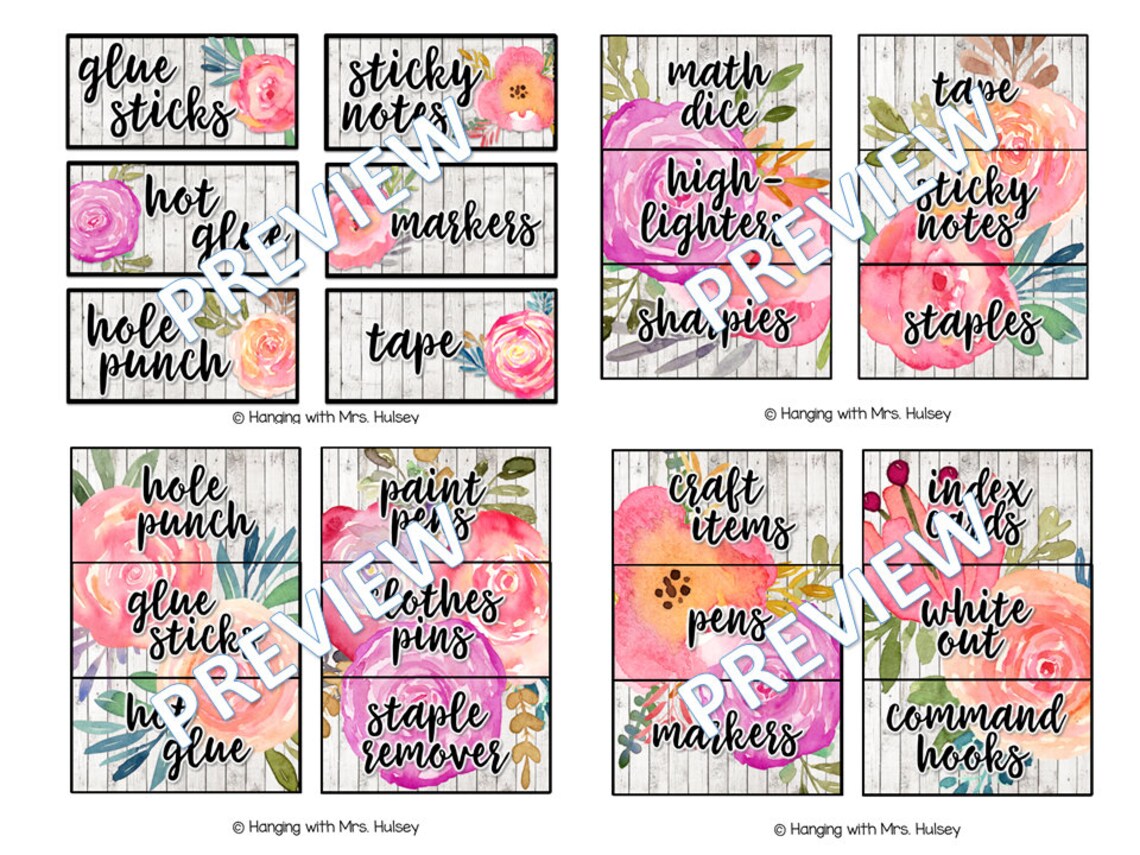 Floral Teacher Toolbox Labels: Farmhouse Classroom Decor (editable) - Etsy