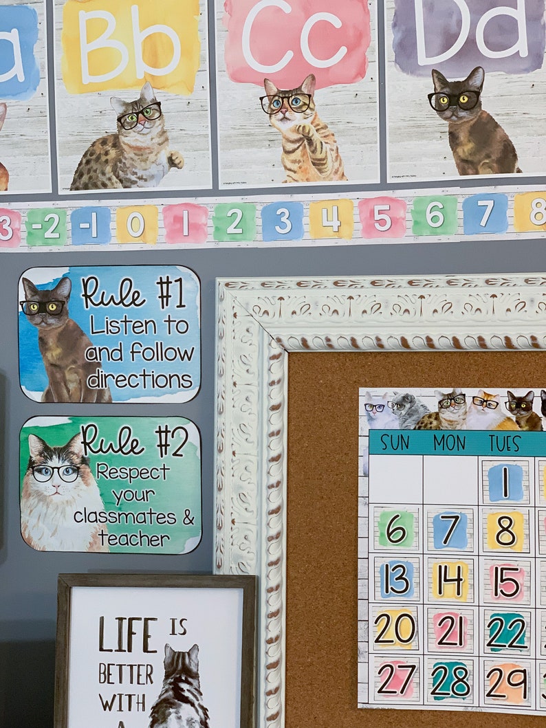 Hipster Cat Classroom Decor Bundle - Etsy