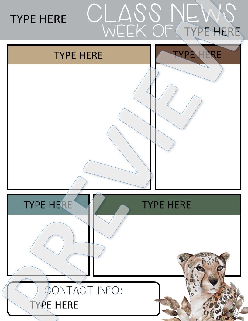 Boho Jungle Class Newsletter Templates - Etsy