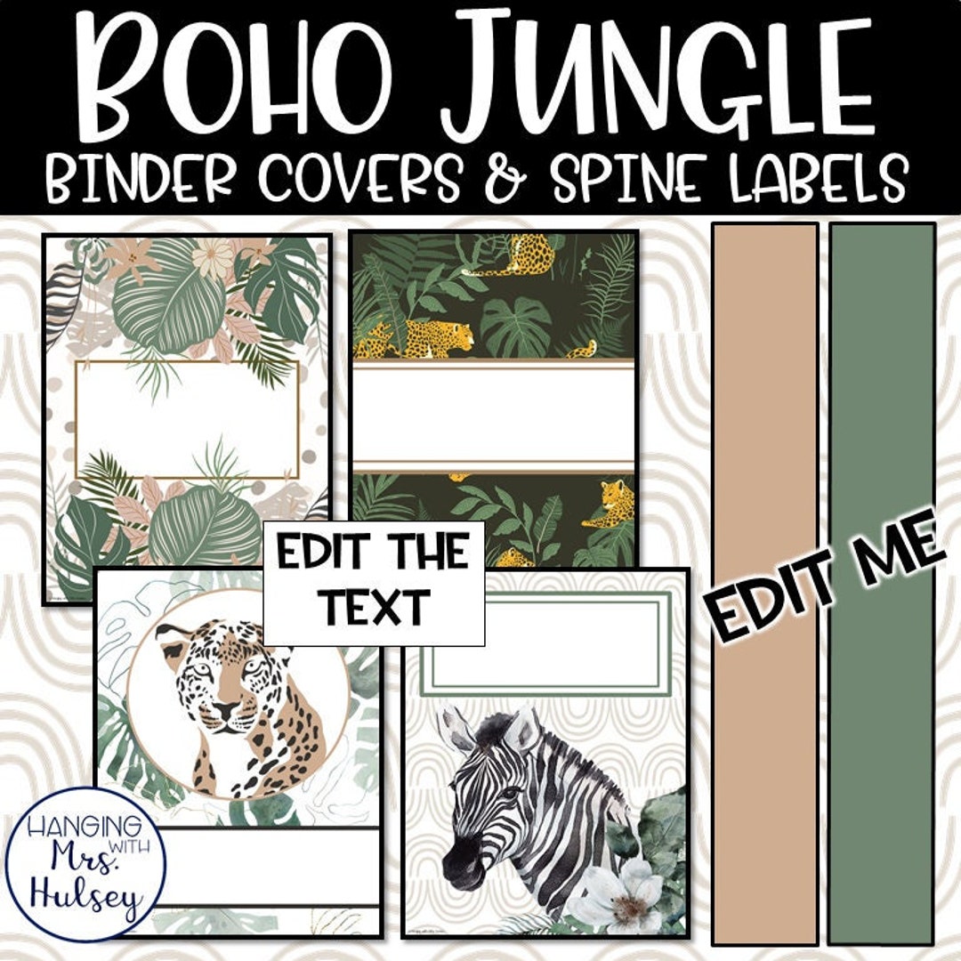 Boho Jungle Binder Covers and Spine Labels - Etsy