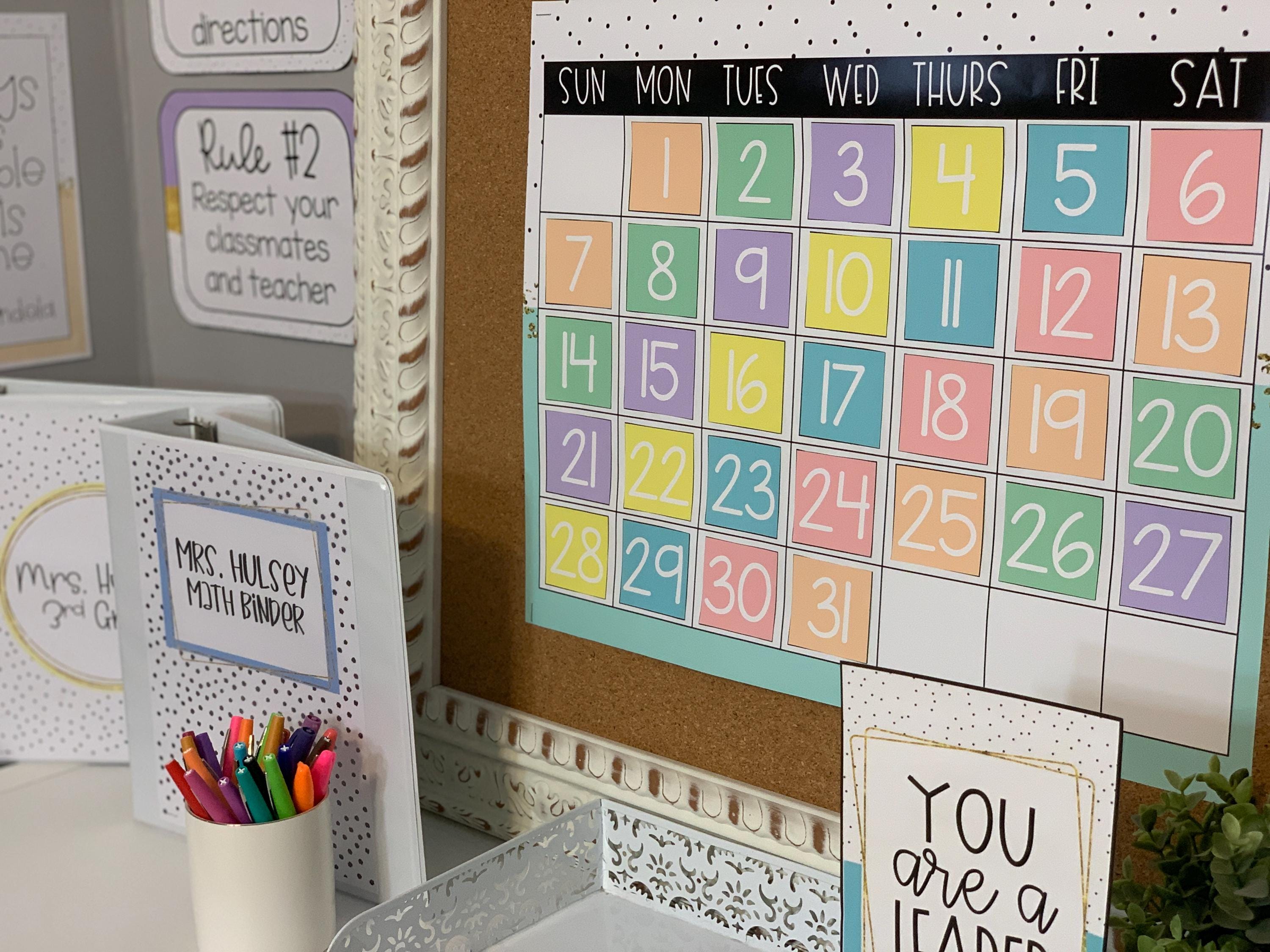 Pastel Dot Classroom Calendar: Large Wall Decor (digital Download) - Etsy
