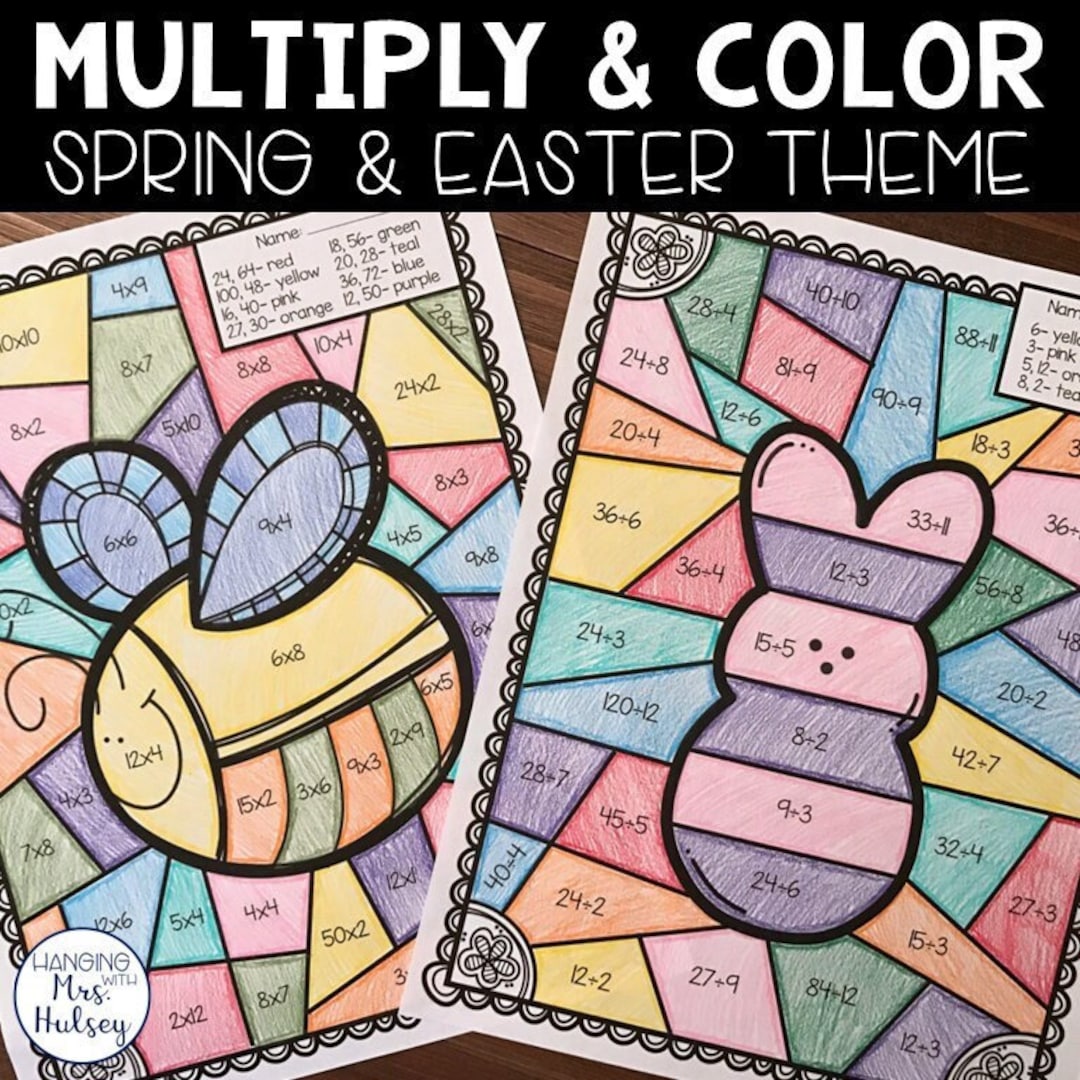 Spring Math Color by Number: Multiplication & Division (PDF) - Etsy