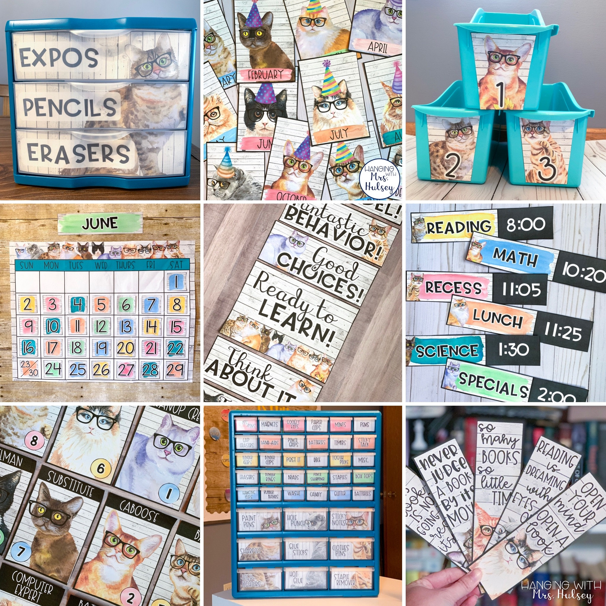 Hipster Cat Classroom Decor Bundle - Etsy