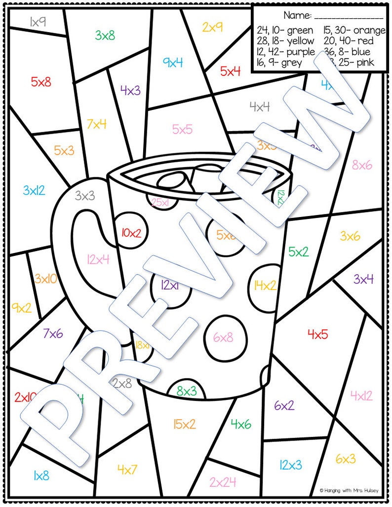 Winter Multiplication Color by Number: 3rd Grade Math (PDF) - Etsy