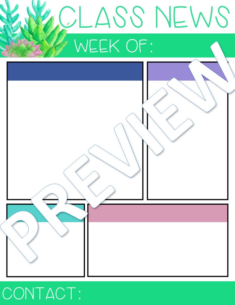 Succulent Class Newsletter Templates - Etsy