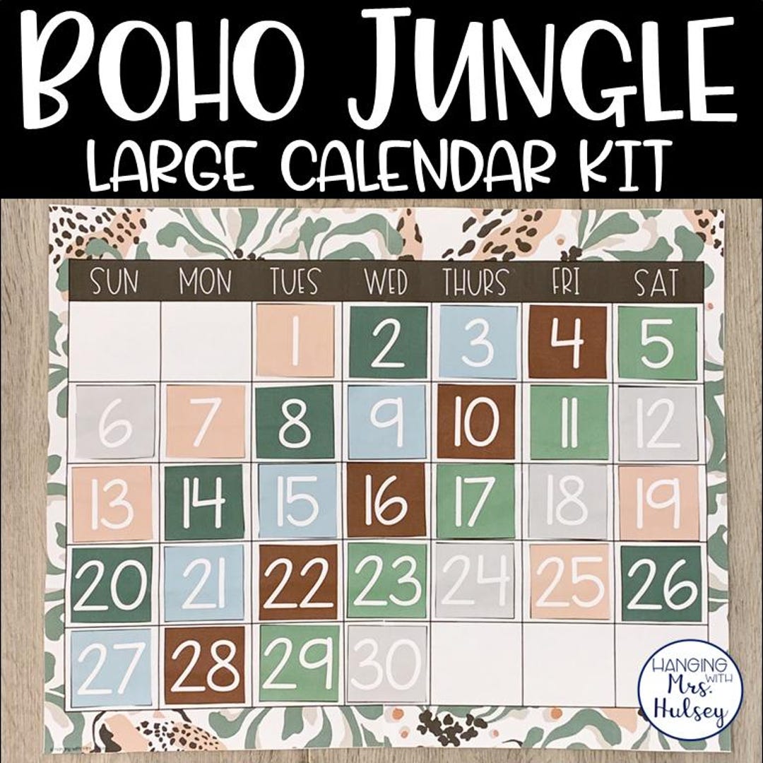Boho Jungle Classroom Calendar: Large Wall Decor - Etsy