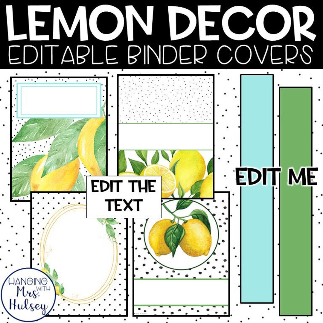 Lemon Binder Covers and Spine Labels - Etsy