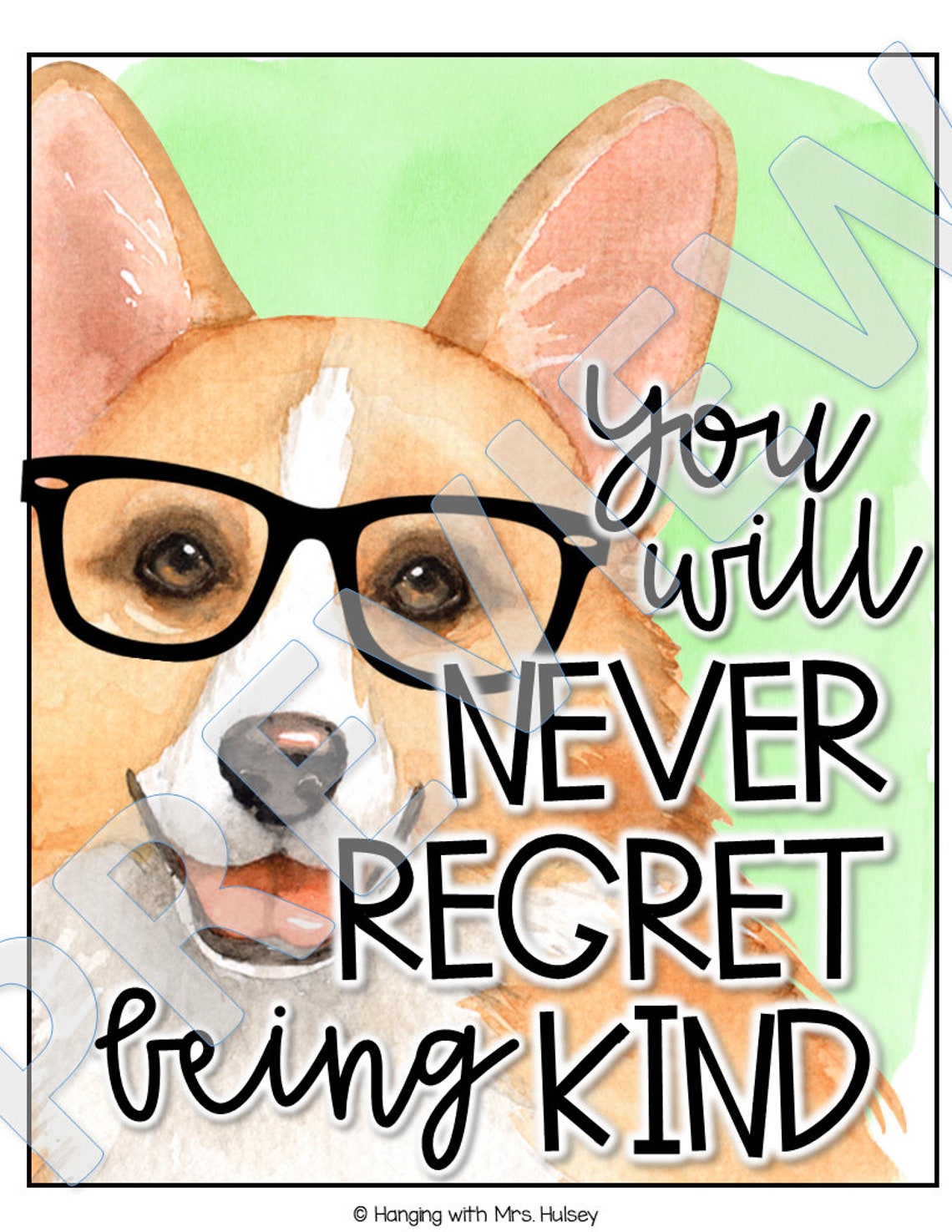 Hipster Dogs Motivational Posters: Watercolor Classroom Decor (digital ...