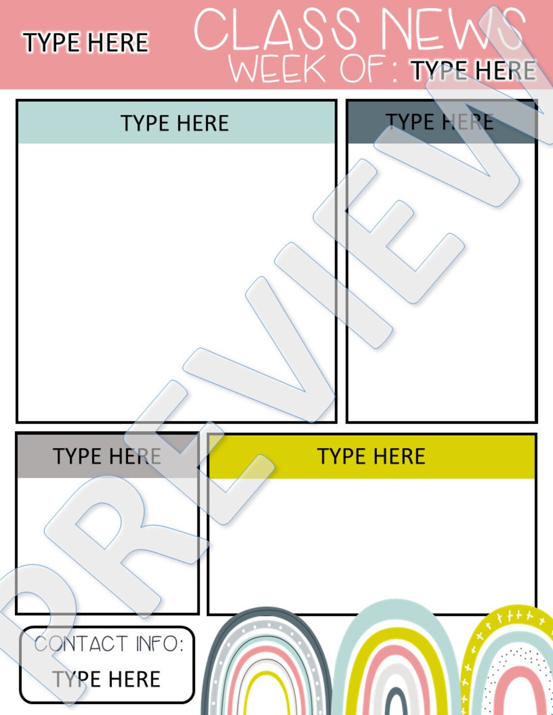 Boho Rainbow Class Newsletter Templates: Editable Classroom Decor - Etsy