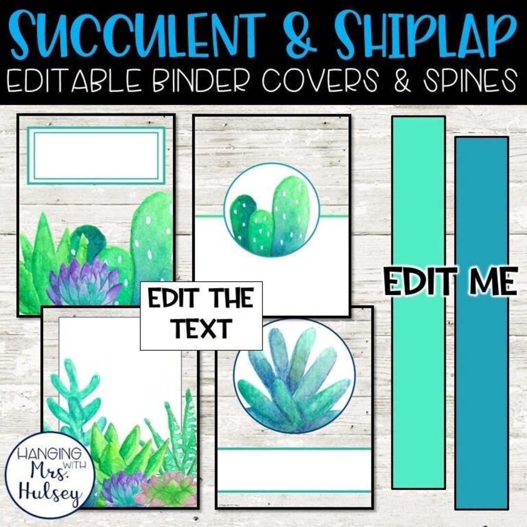 Succulent Binder Covers and Spine Labels - Succulent Decor - Succulent ...