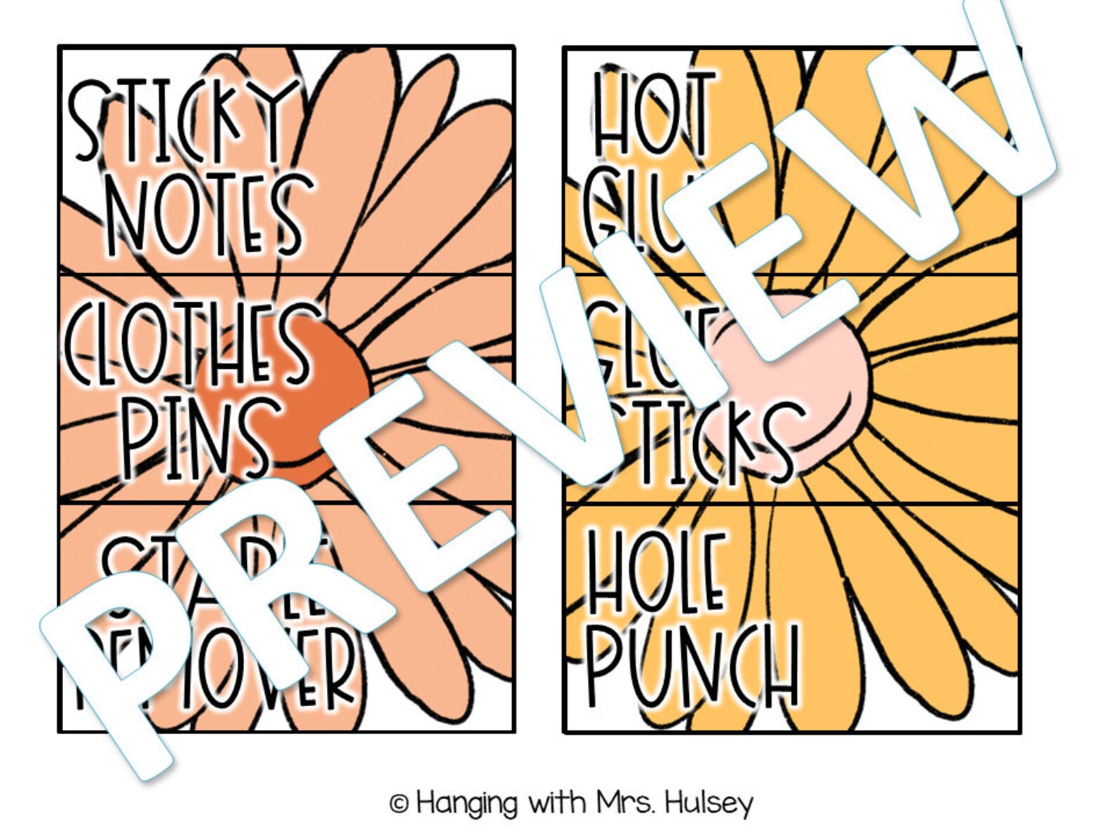 Retro Daisy Teacher Toolbox Labels - Etsy