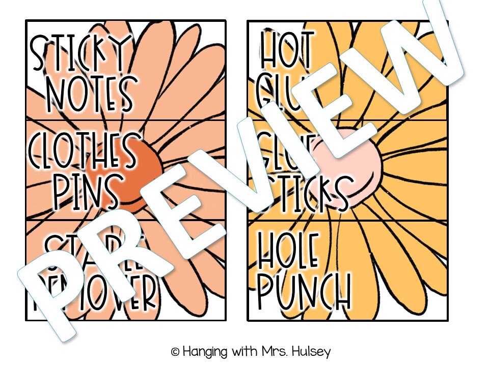 Retro Daisy Teacher Toolbox Labels - Etsy