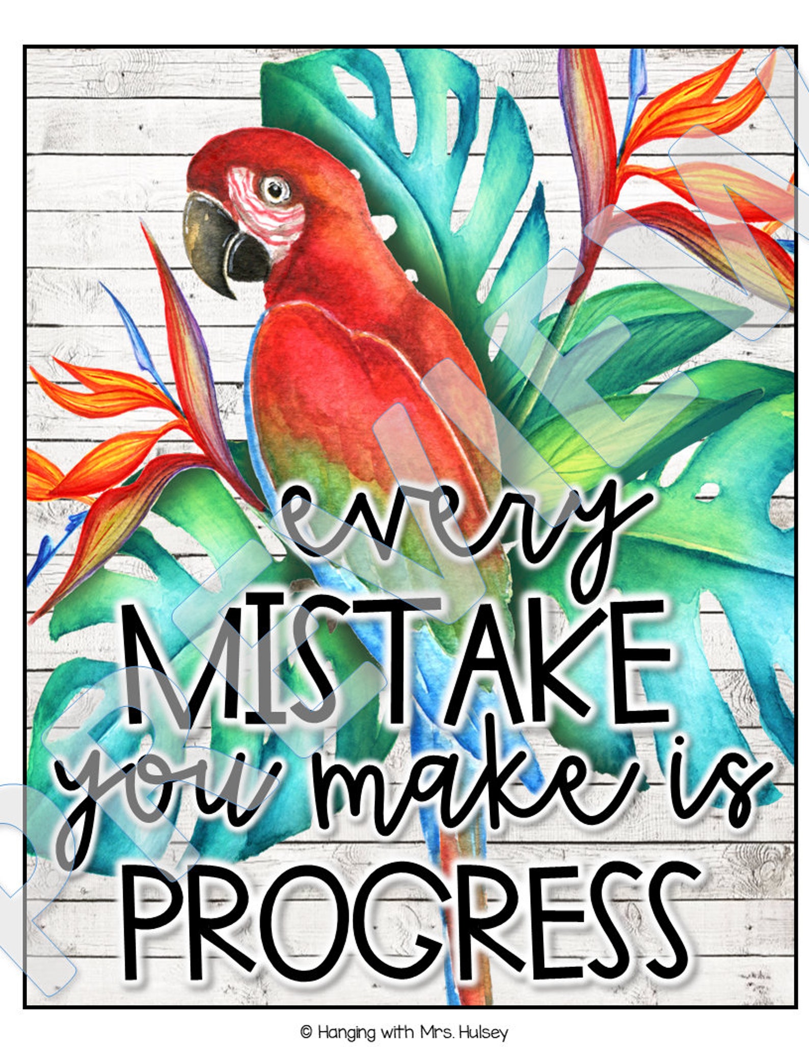 Tropical Motivational Posters: Shiplap Classroom Decor (digital ...