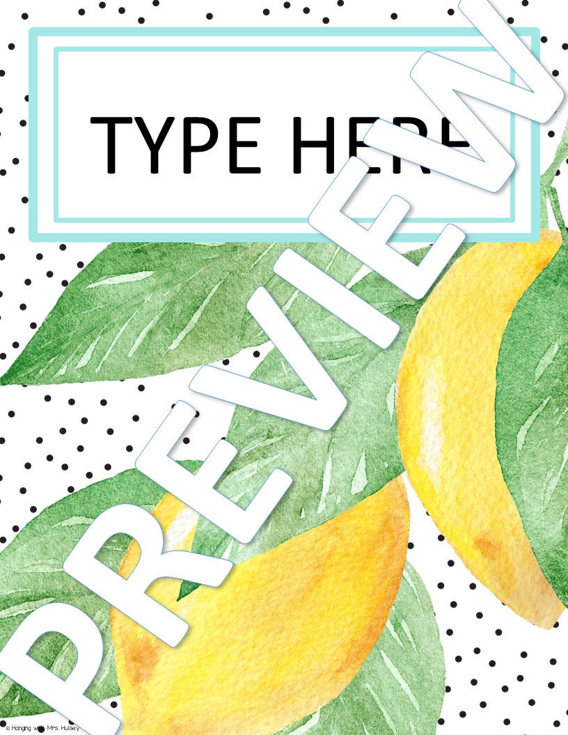 Lemon Binder Covers and Spine Labels - Etsy