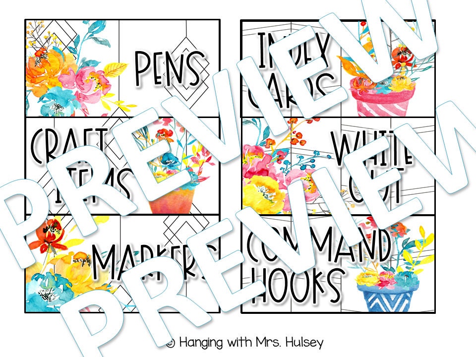 Bright Floral Teacher Toolbox Labels - Etsy