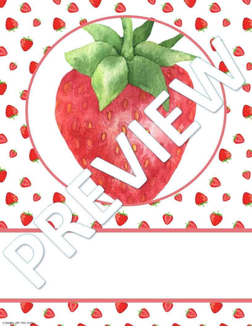 Strawberry Binder Covers and Spine Labels - Etsy