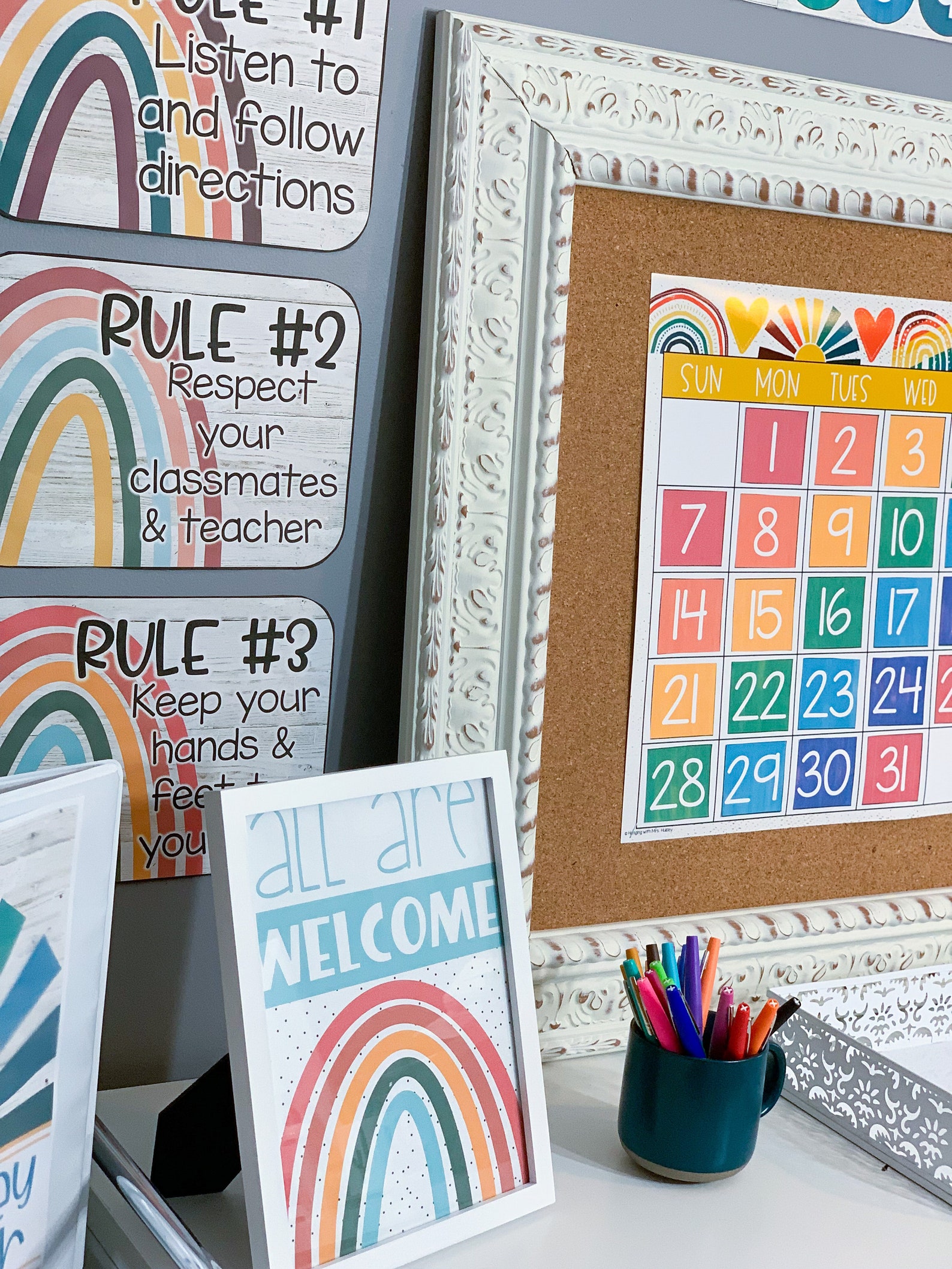 Retro Rainbow Classroom Decor Bundle | Etsy