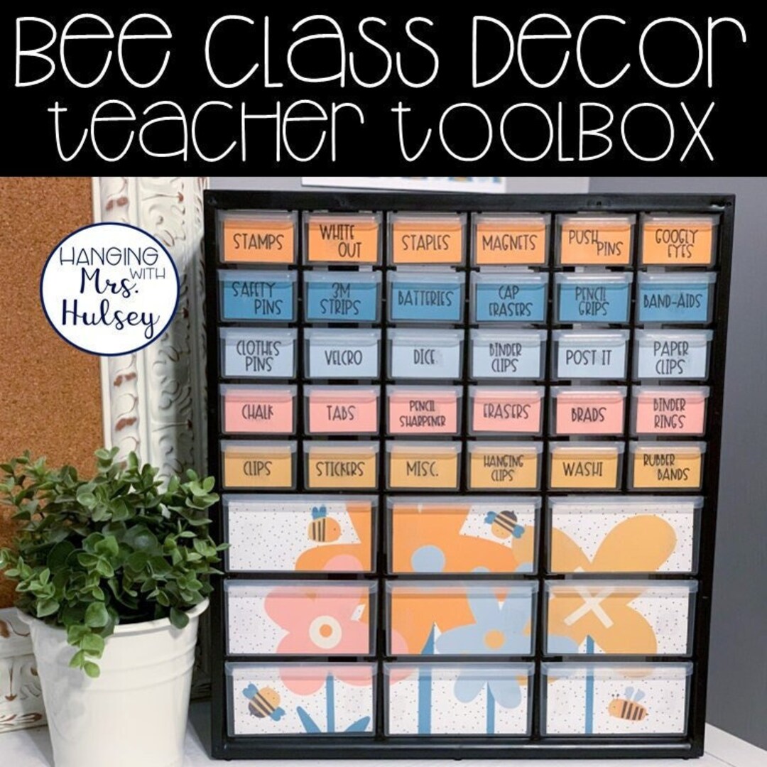 Bee Teacher Toolbox Labels - Bee Class Decor - Bee Decor - Honeybee ...
