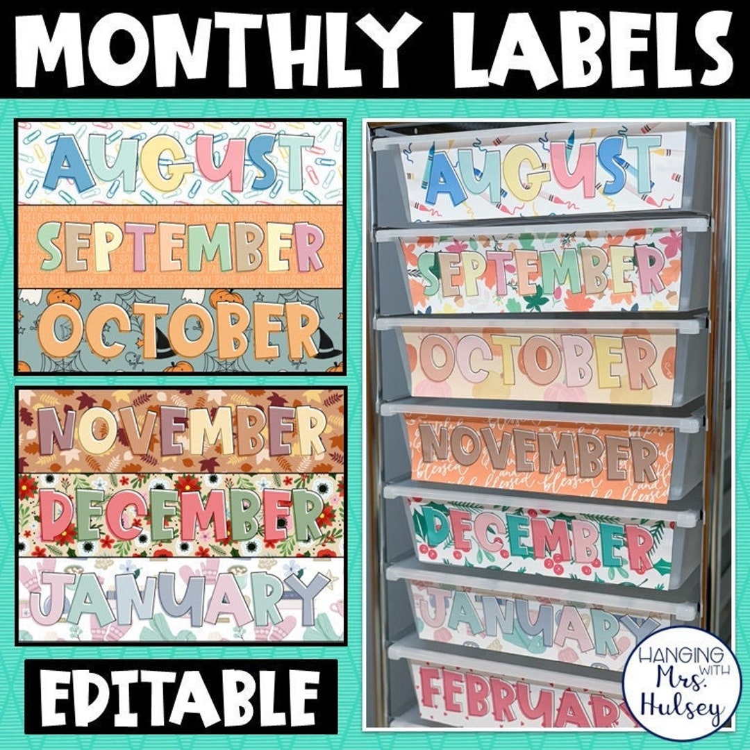 Monthly Classroom Supply Labels: Editable Teacher Organization (digital ...