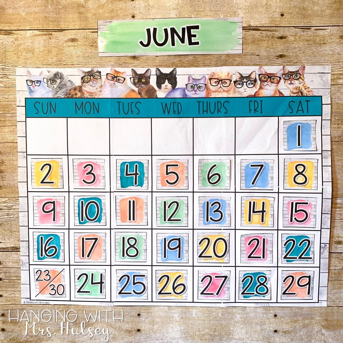 Hipster Cats Classroom Calendar: Large Wall Calendar (editable ...