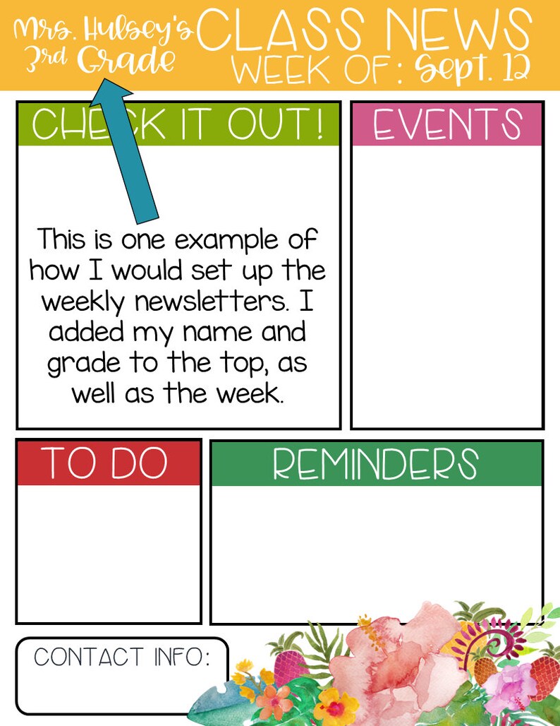 Tropical Class Newsletter Templates - Etsy