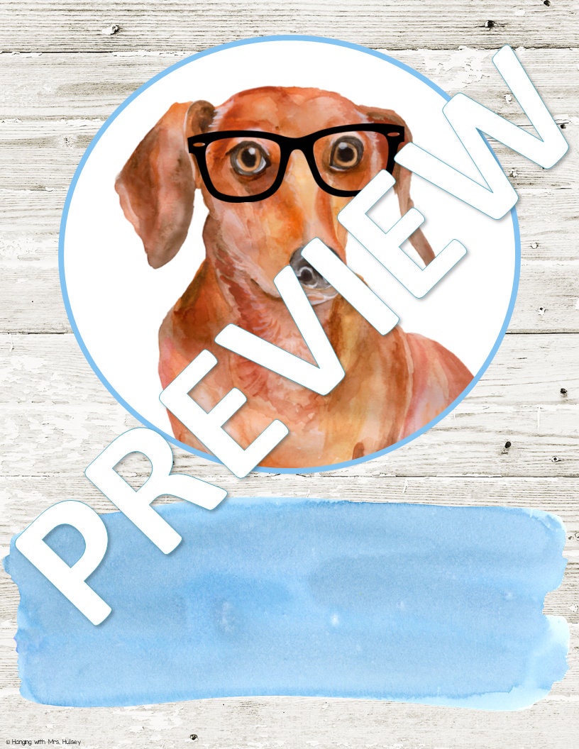 Hipster Dogs Binder Covers: Watercolor Dog Classroom Decor (editable ...