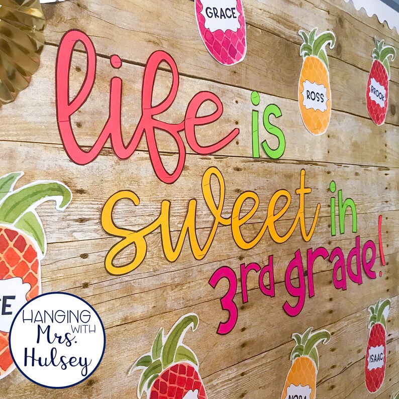 Tropical Pineapple Welcome Back to School Bulletin Board (digital ...