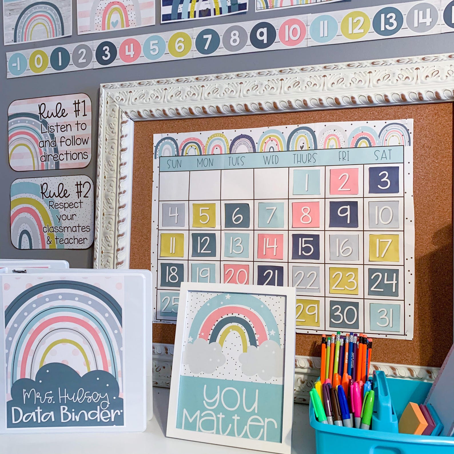 Boho Rainbow Classroom Calendar: Large Wall Decor (digital Download) - Etsy