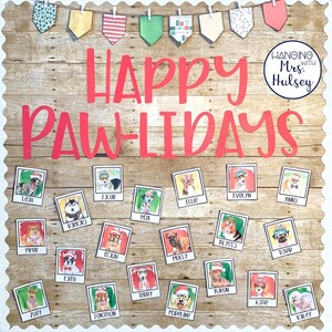 Christmas Bulletin Board - Winter Bulletin Board- Hipster Dog Decor ...