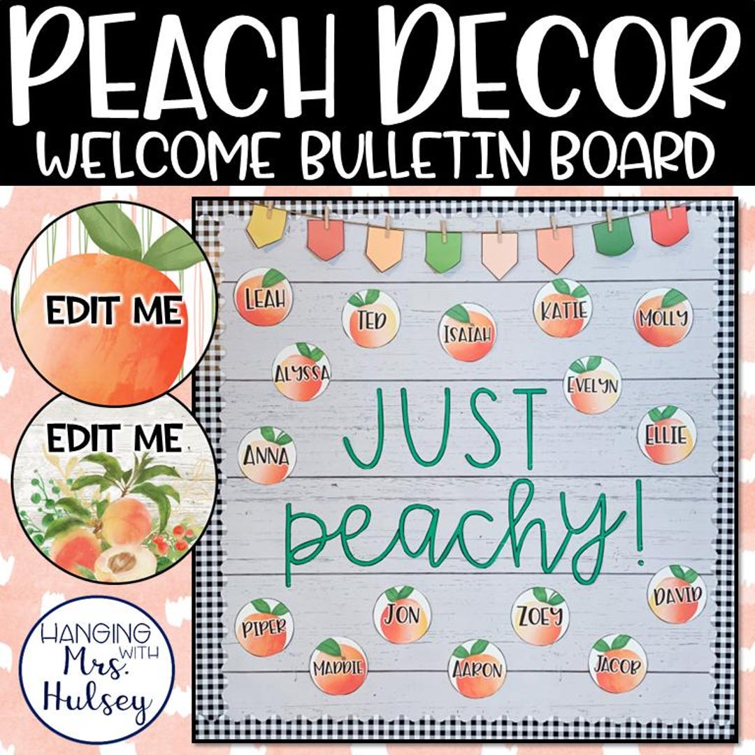 Peach Welcome Back to School Bulletin Board - Peach Classroom Decor ...