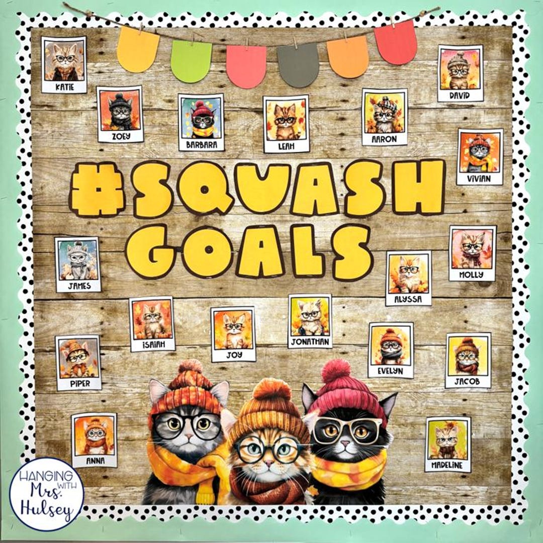 Fall Bulletin Board - Hipster Cat - Cat Bulletin Board - Cat Classroom ...