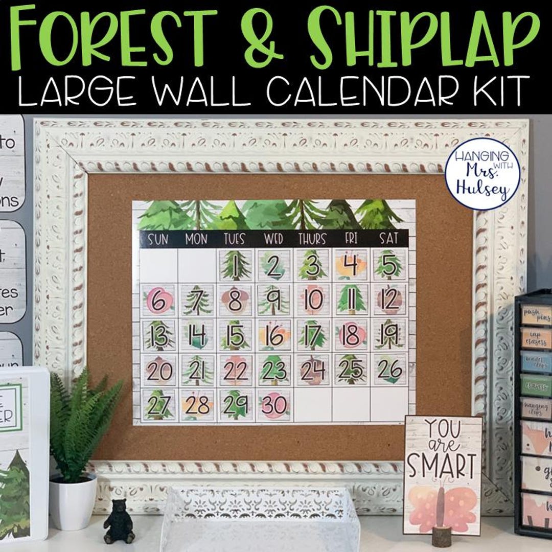Forest Classroom Calendar: Large Wall Decor (editable, Digital Download ...