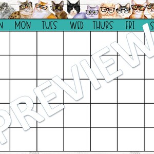 Hipster Cats Classroom Calendar: Large Wall Calendar (editable ...