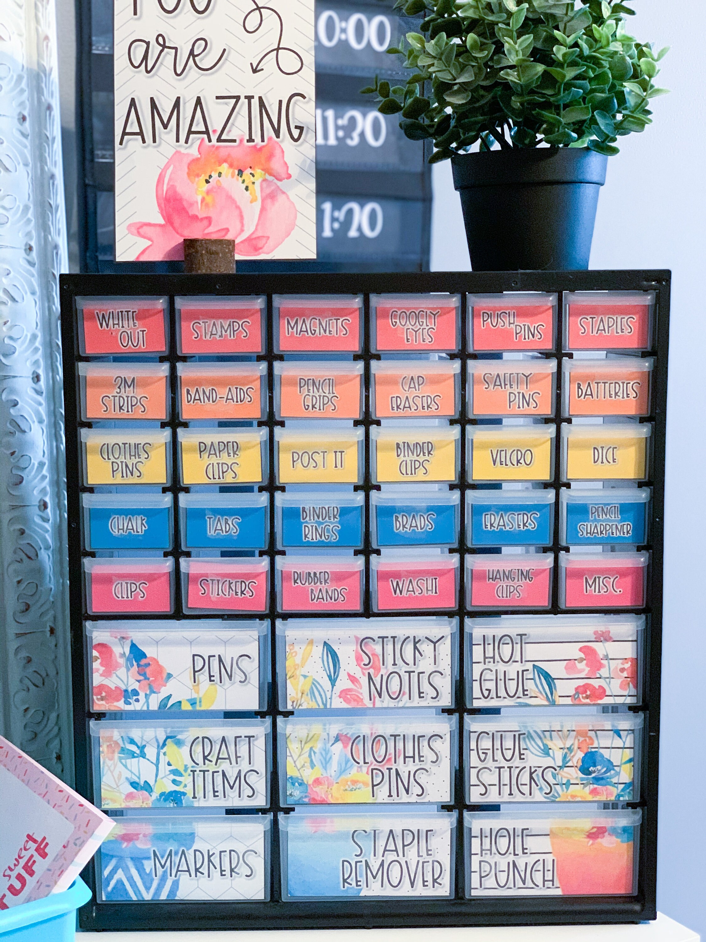 Bright Floral Teacher Toolbox Labels - Etsy