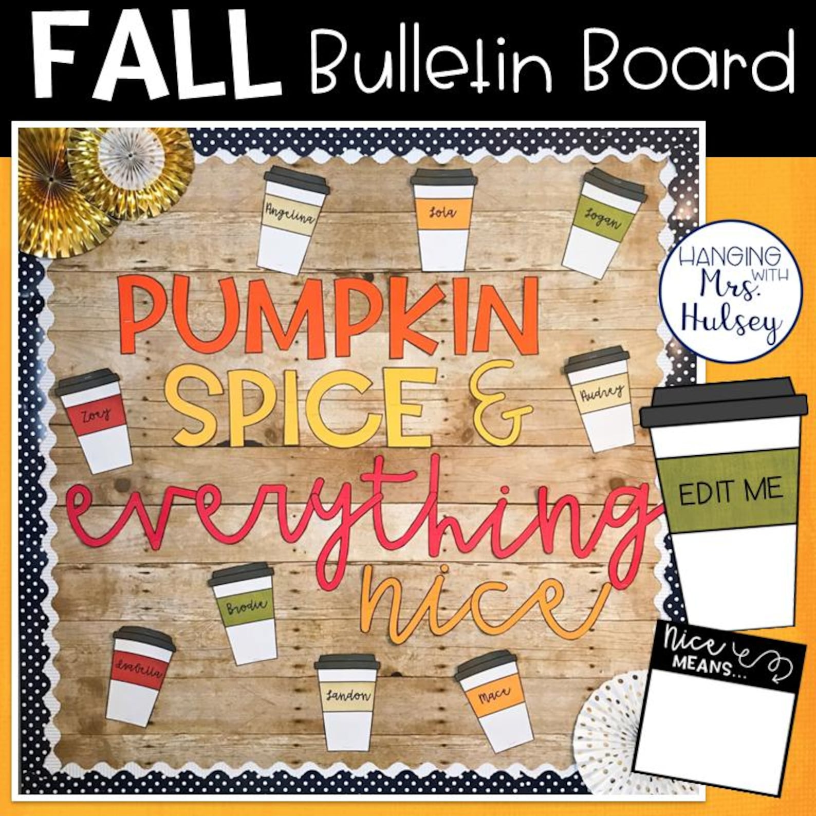 Fall Bulletin Board: Pumpkin Spice Classroom Decor - Etsy