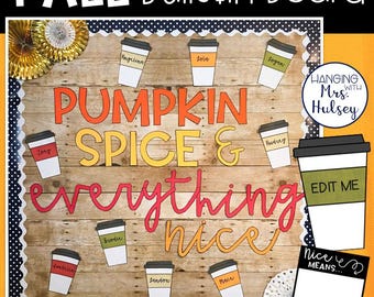 Pumpkin Spice Bulletin Board, Fall Bulletin Board, Classroom Decor ...